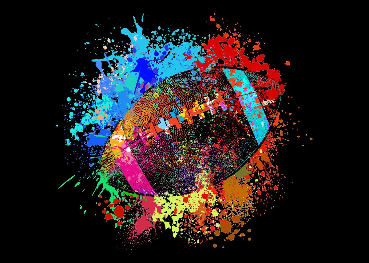 'American Football Splash' Poster, picture, metal print, paint by ...