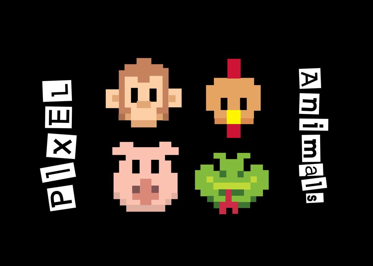 'pixel animals game' Poster, picture, metal print, paint by Mshel Tyan ...