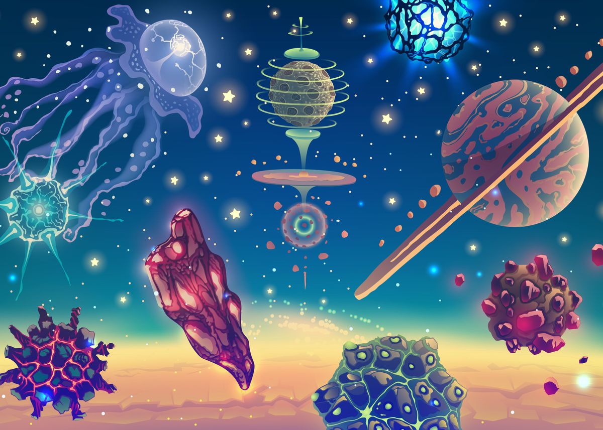 'Magic Space ' Poster, picture, metal print, paint by Violette Graphics ...