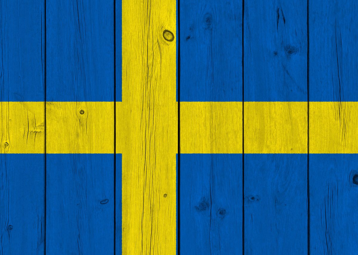 'Wooden Texture Sweden Flag' Poster, picture, metal print, paint by ...