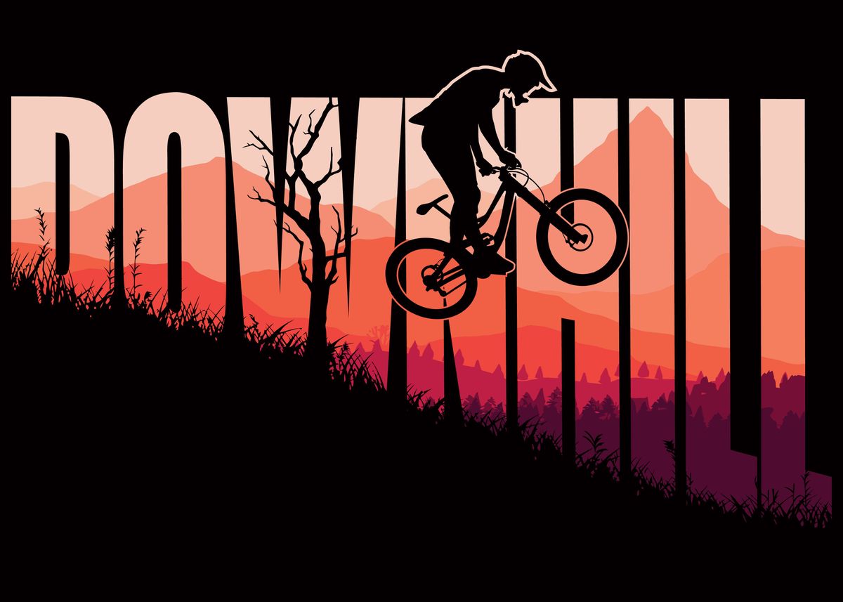 'Vintage Downhill MTB' Poster, picture, metal print, paint by pegal pha ...