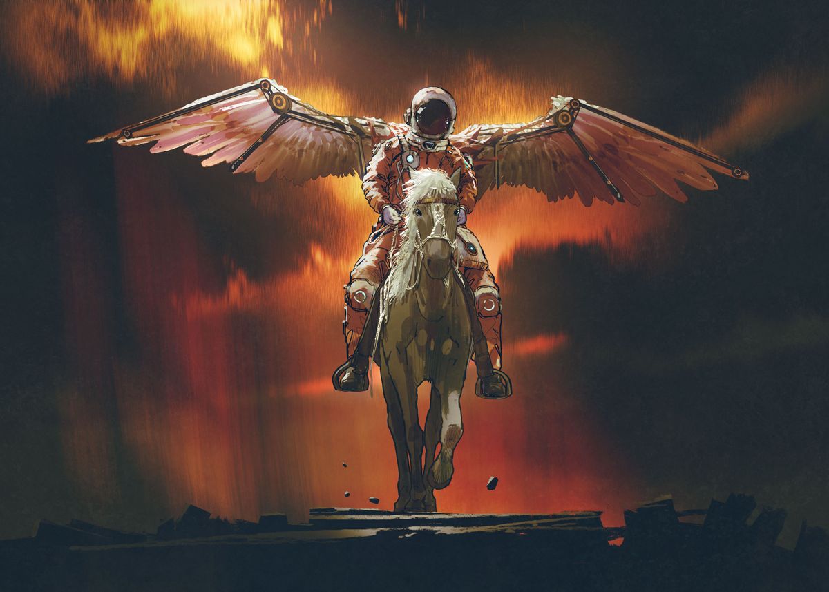 'Astronaut With Angel Wings' Poster, picture, metal print, paint by ...