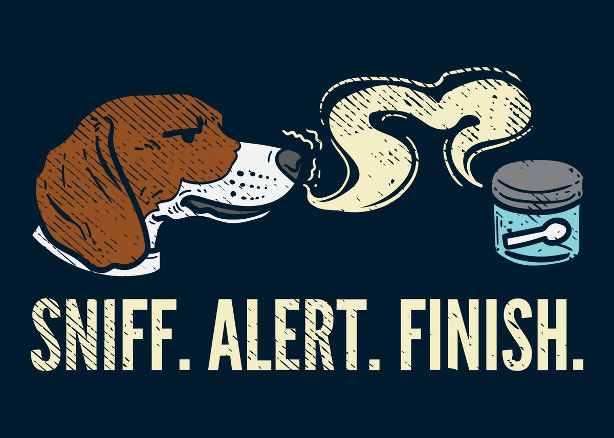 'Beagle Sniff Alert Finish' Poster, picture, metal print, paint by ...