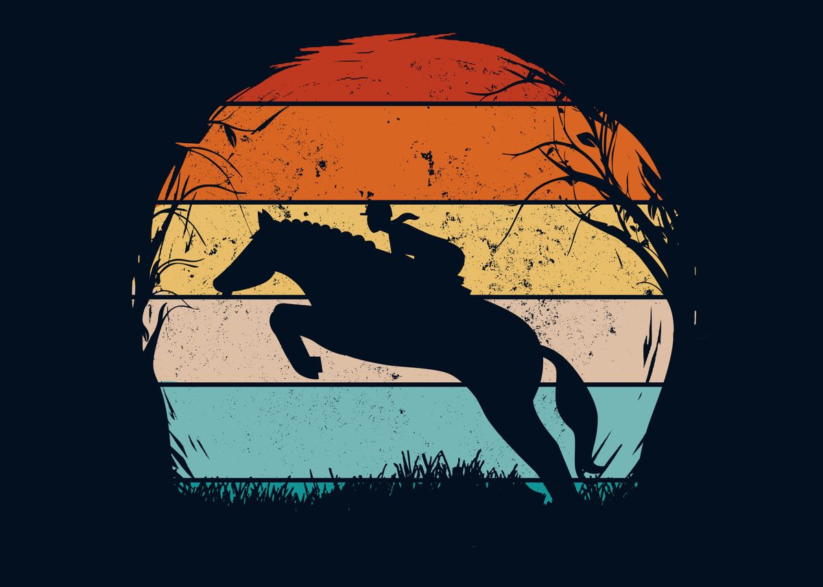 'Vintage Showjumping Horse' Poster by PiolettaArt | Displate