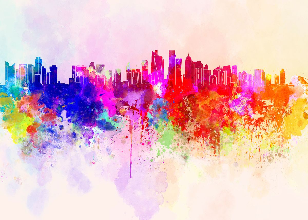 'Doha skyline' Poster by Cristina Romero | Displate