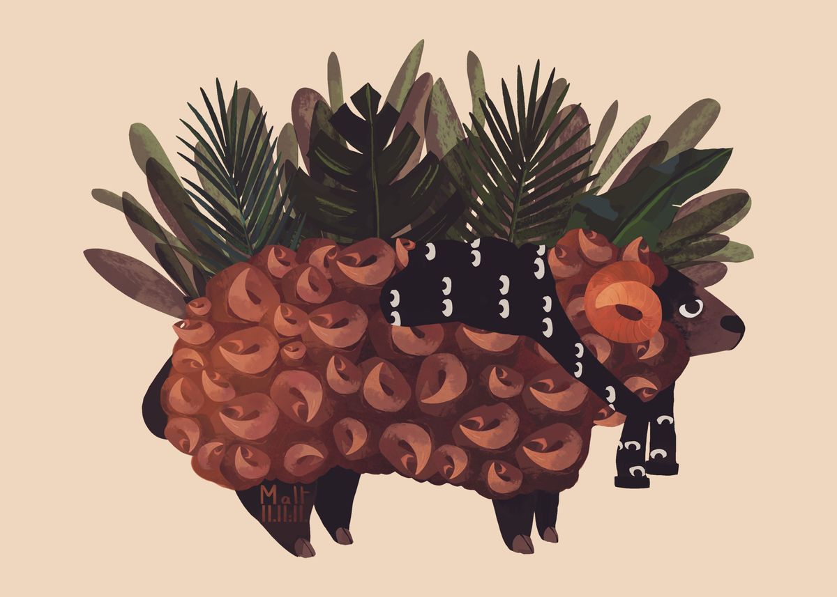 'strange sheep' Poster, picture, metal print, paint by Malt | Displate