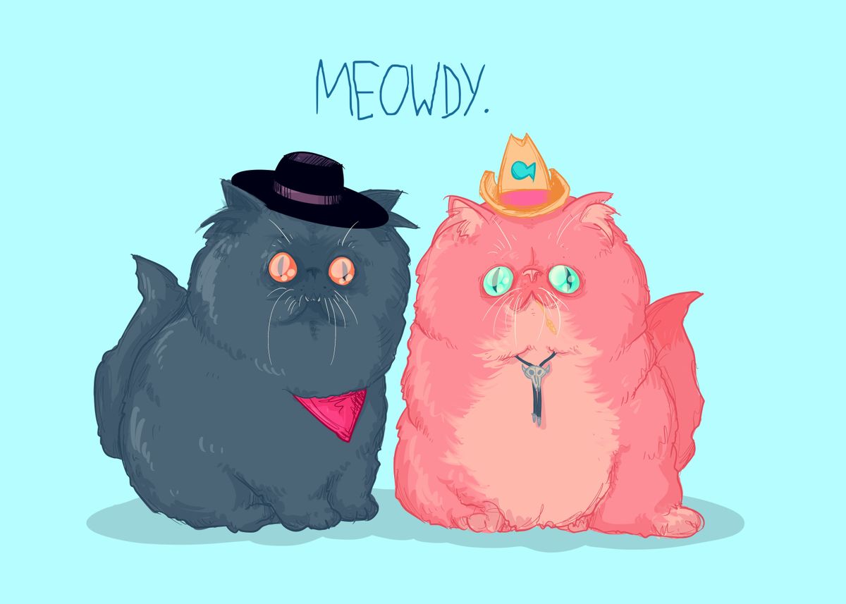 'Meowdy' Poster, picture, metal print, paint by LVB Art | Displate