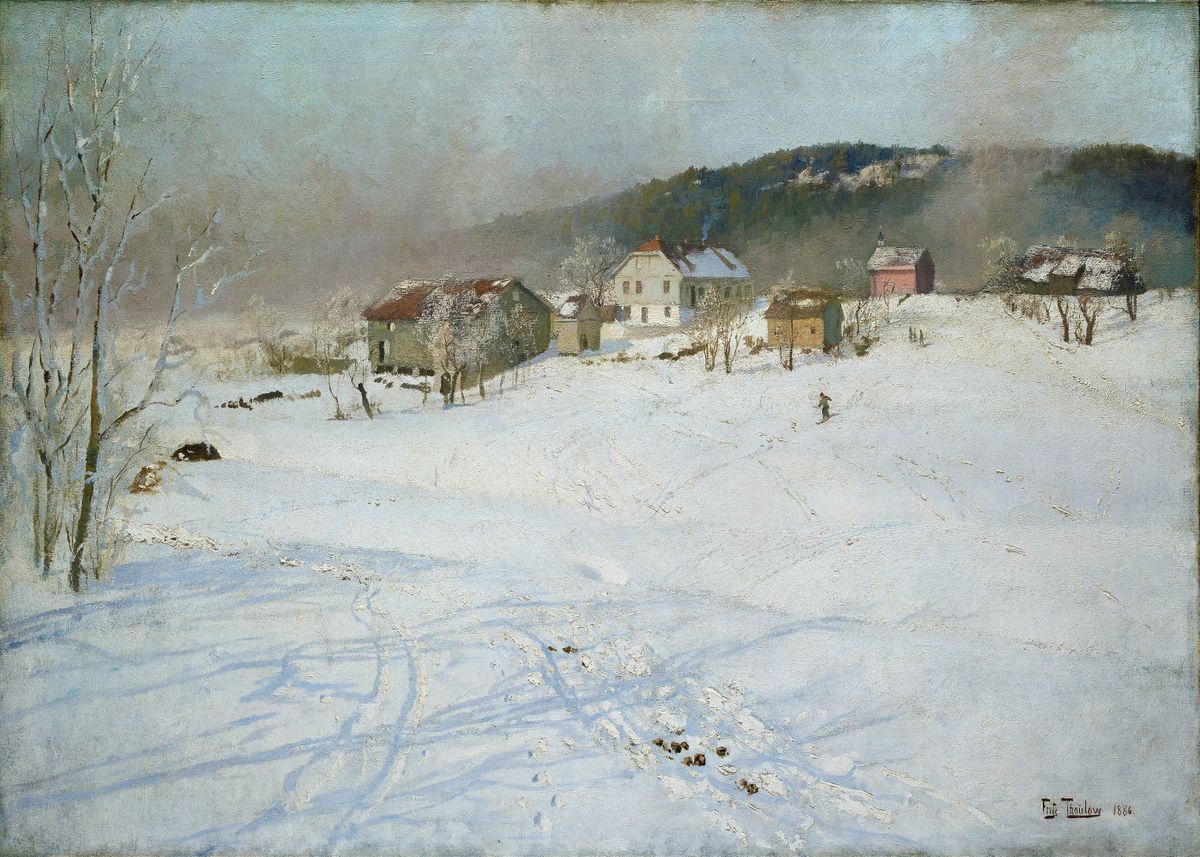 'Winter at the River Simoa ' Poster, picture, metal print, paint by ...