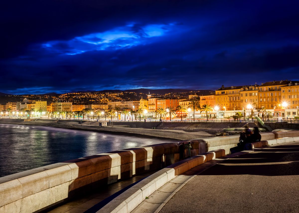 'City of Nice at Night' Poster by Socratubik | Displate