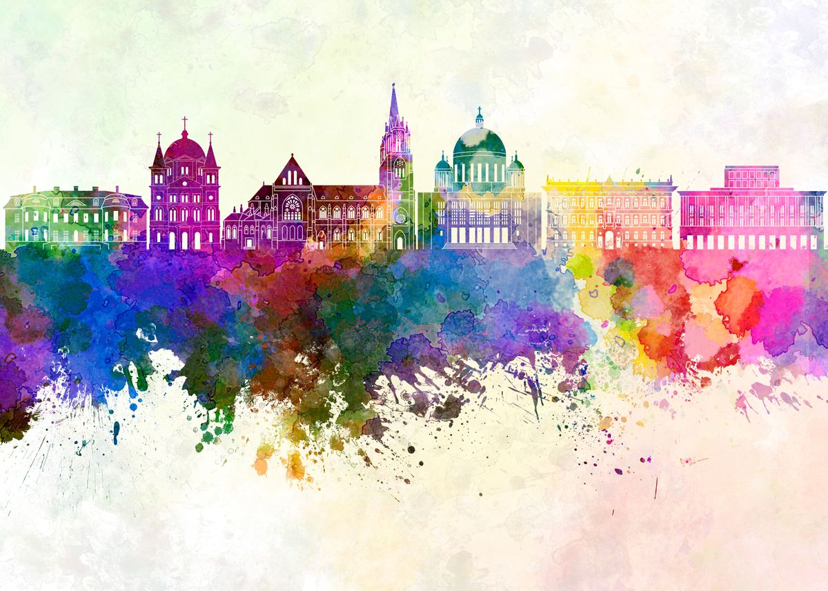 'Lodz skyline ' Poster, picture, metal print, paint by Cristina Romero ...