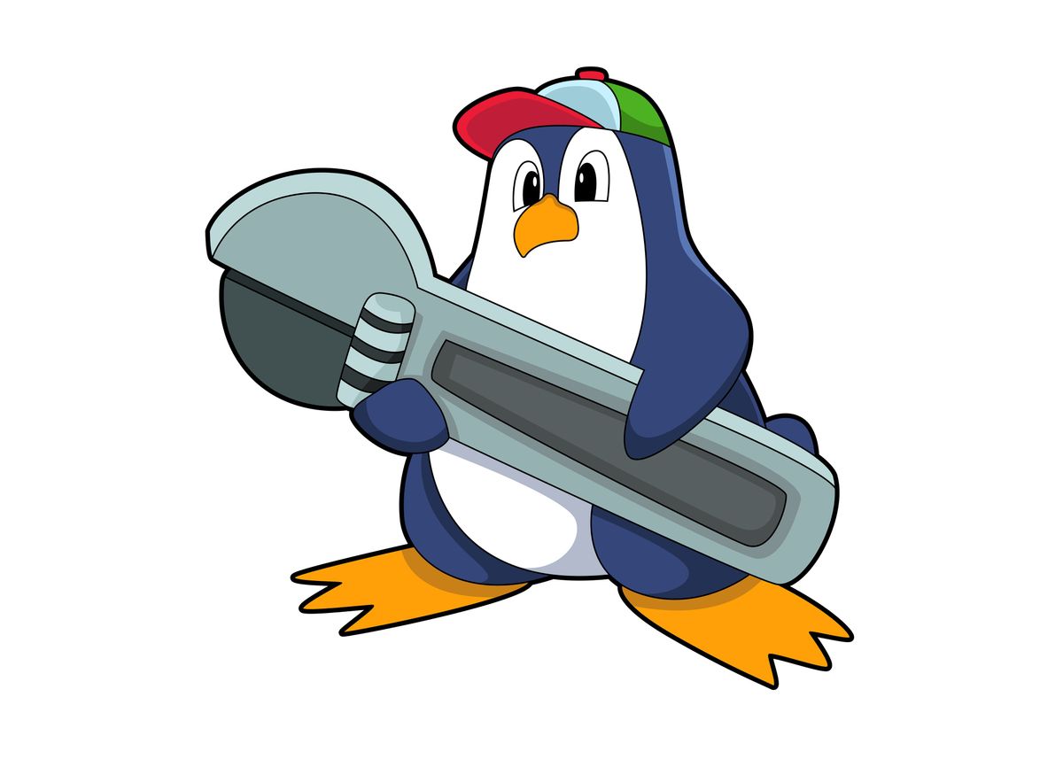 'Penguin Mechanic Wrench' Poster, picture, metal print, paint by Markus ...