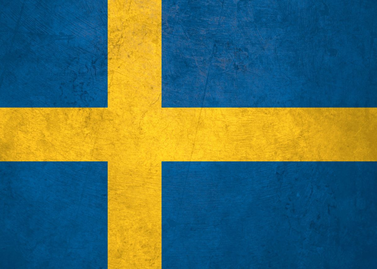 'Flag of Sweden on Wall' Poster, picture, metal print, paint by Angelos ... 'Flag of Sweden on Wall' Poster, picture, metal print, paint by Angelos ...