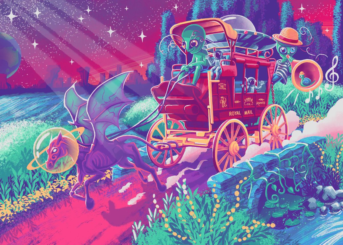 'Eccentric Mars Stagecoach' Poster, picture, metal print, paint by ...