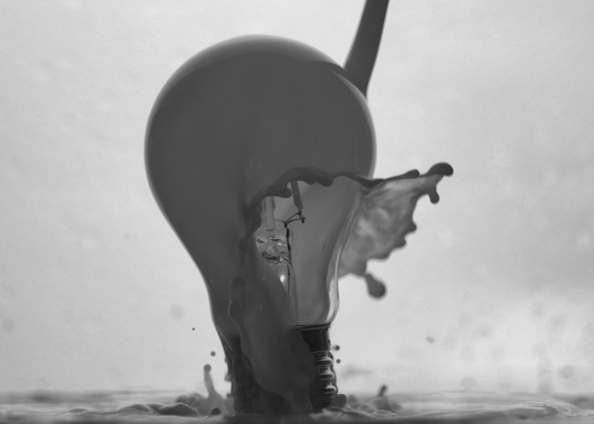 'Milk covering a Lightbulb' Poster, picture, metal print, paint by ...