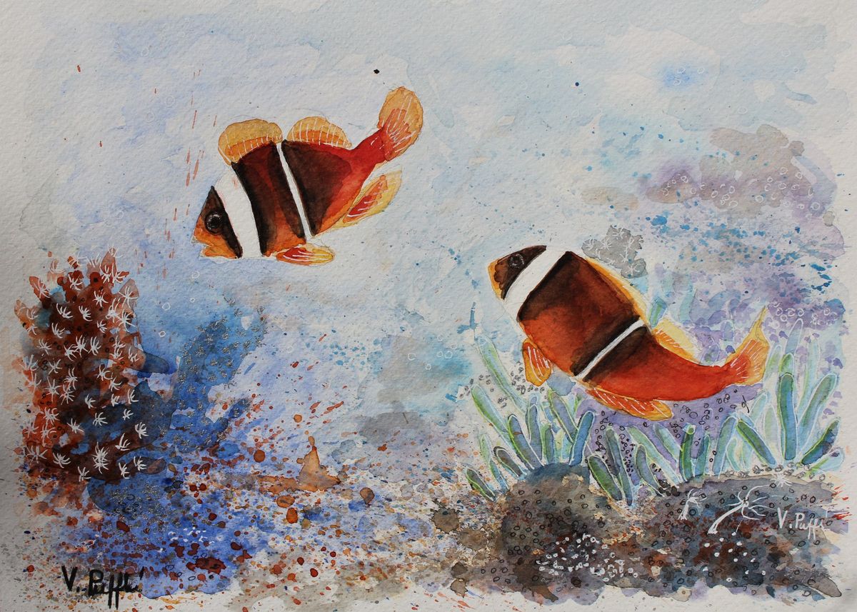 'Clown Fish' Poster, picture, metal print, paint by Vladimira ...