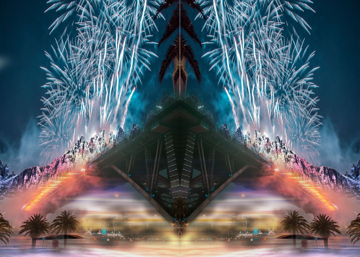 'Trippy Visual Bridge Scape' Poster, picture, metal print, paint by ...