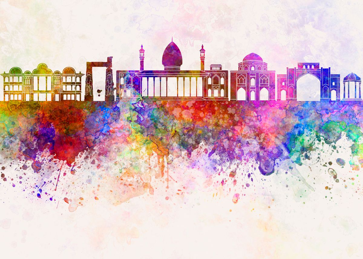 'Shiraz skyline' Poster, picture, metal print, paint by Cristina Romero ...