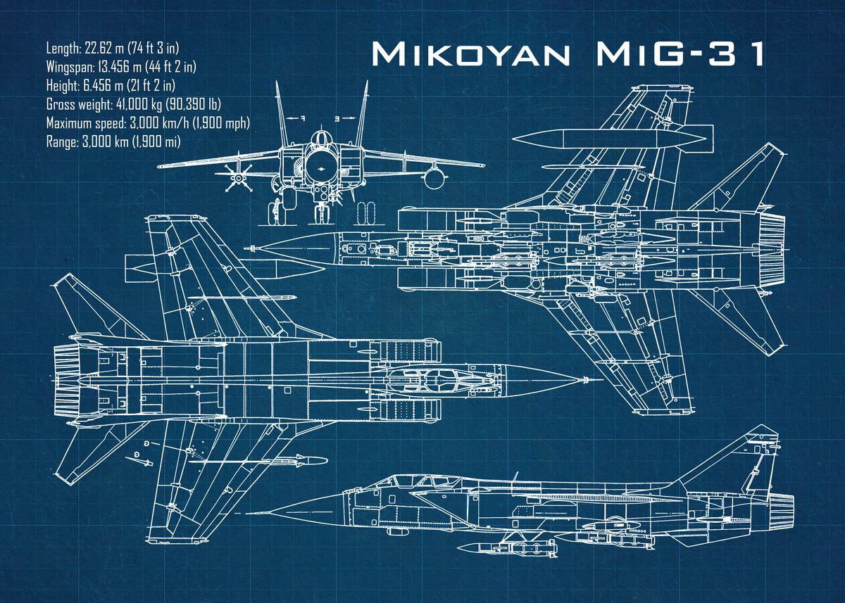 'Mikoyan MiG 31' Poster, picture, metal print, paint by Flo Rutherford ...