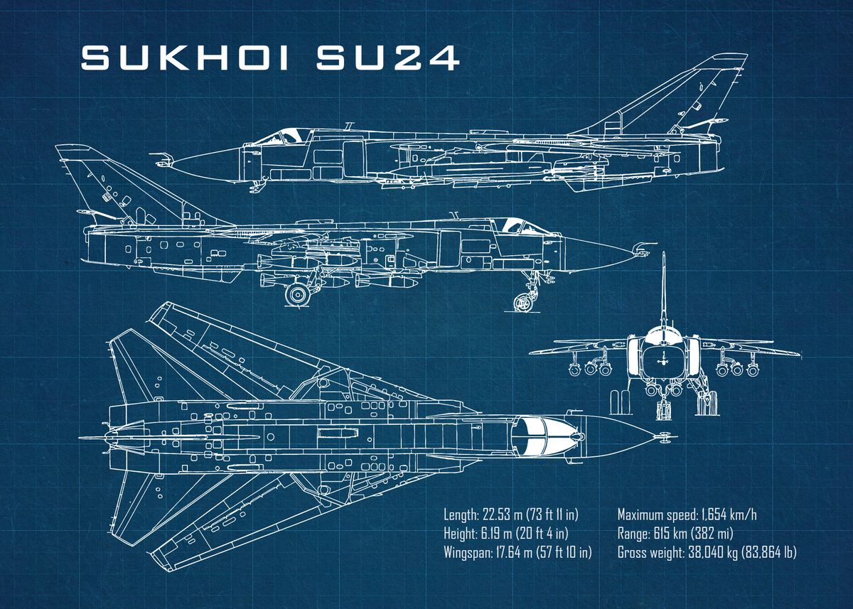 'Sukhoi Su24' Poster, picture, metal print, paint by Flo Rutherford ...