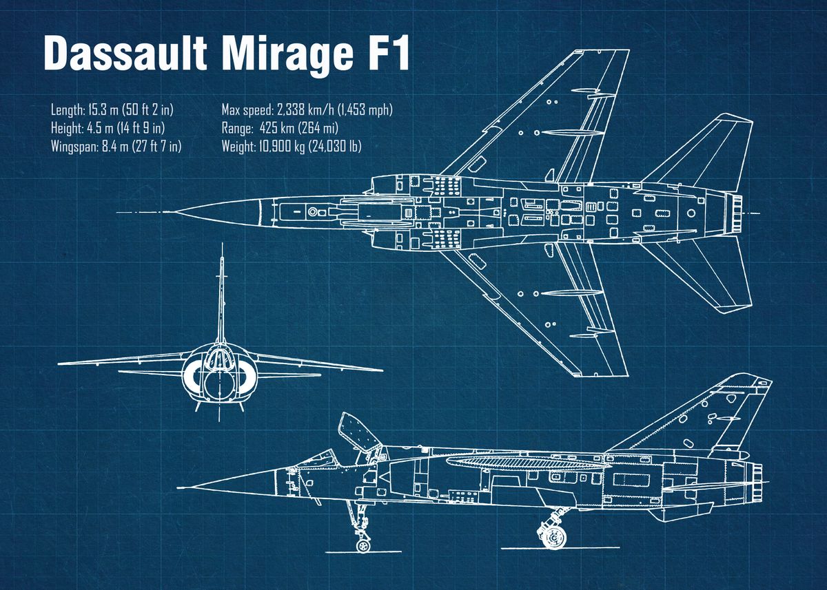 'Mirage F1 Aircraft' Poster, picture, metal print, paint by Flo ...