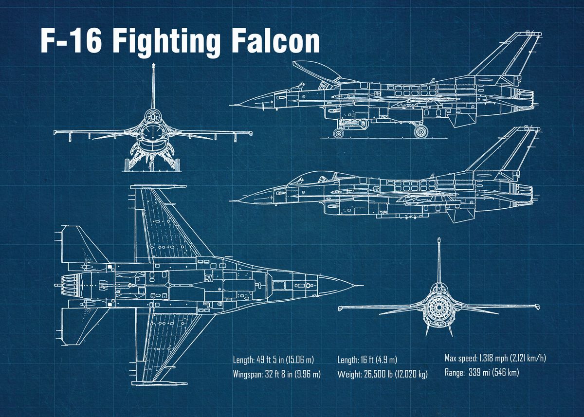 'F16 fighter aircraft' Poster, picture, metal print, paint by Flo ...