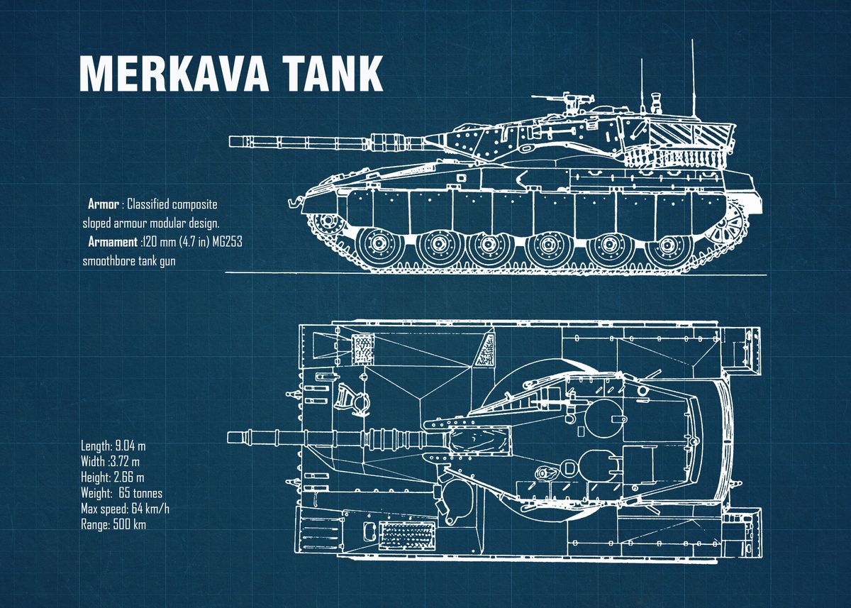 'Merkava tank' Poster, picture, metal print, paint by Flo Rutherford ...