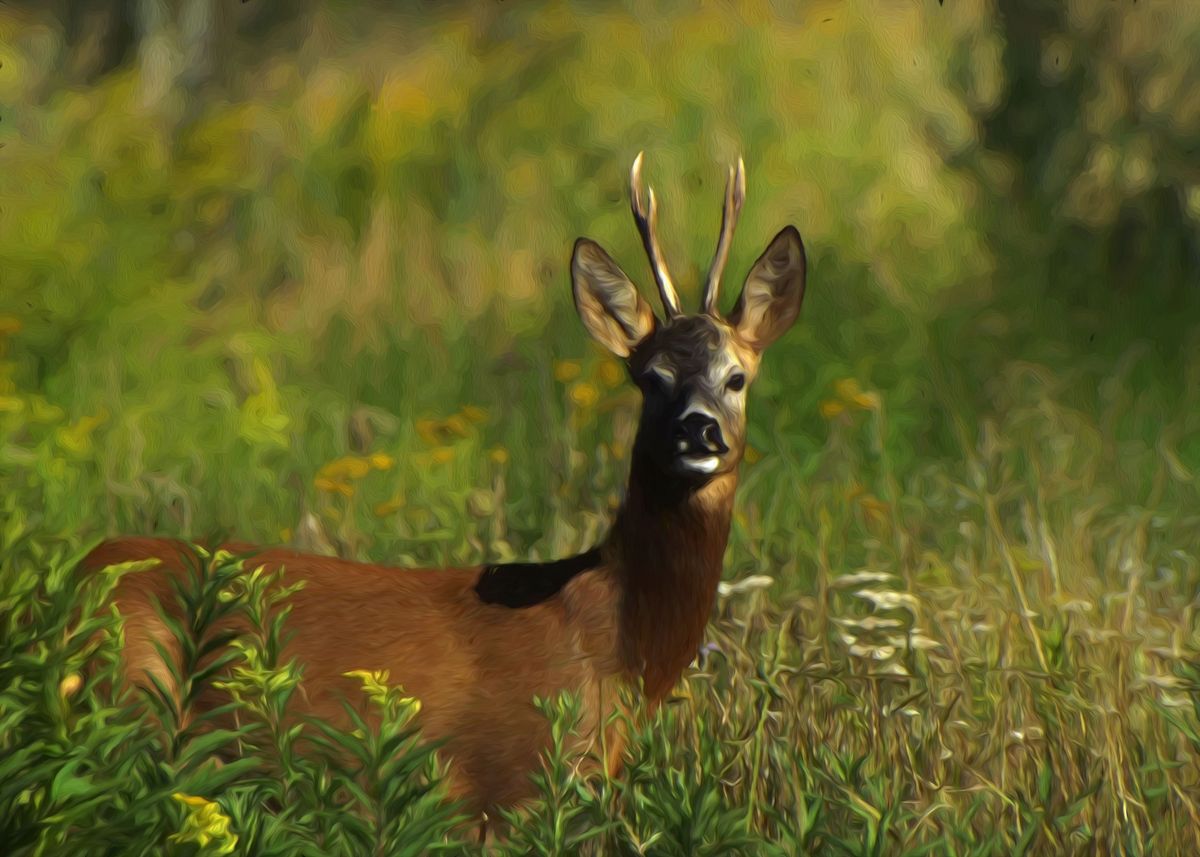 'Roebuck' Poster, picture, metal print, paint by Gyula Gvardián | Displate