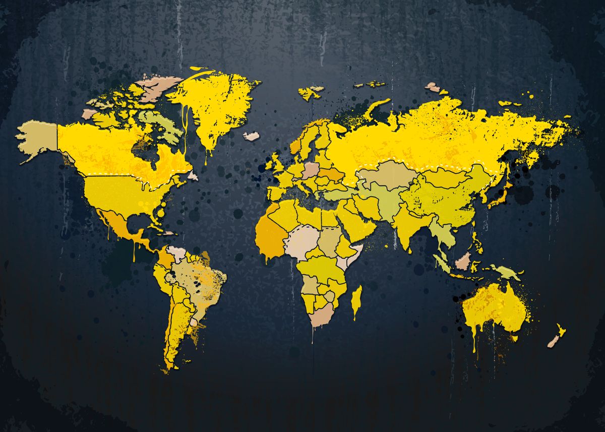 'Graffiti World Map' Poster, picture, metal print, paint by Sam Kal ...