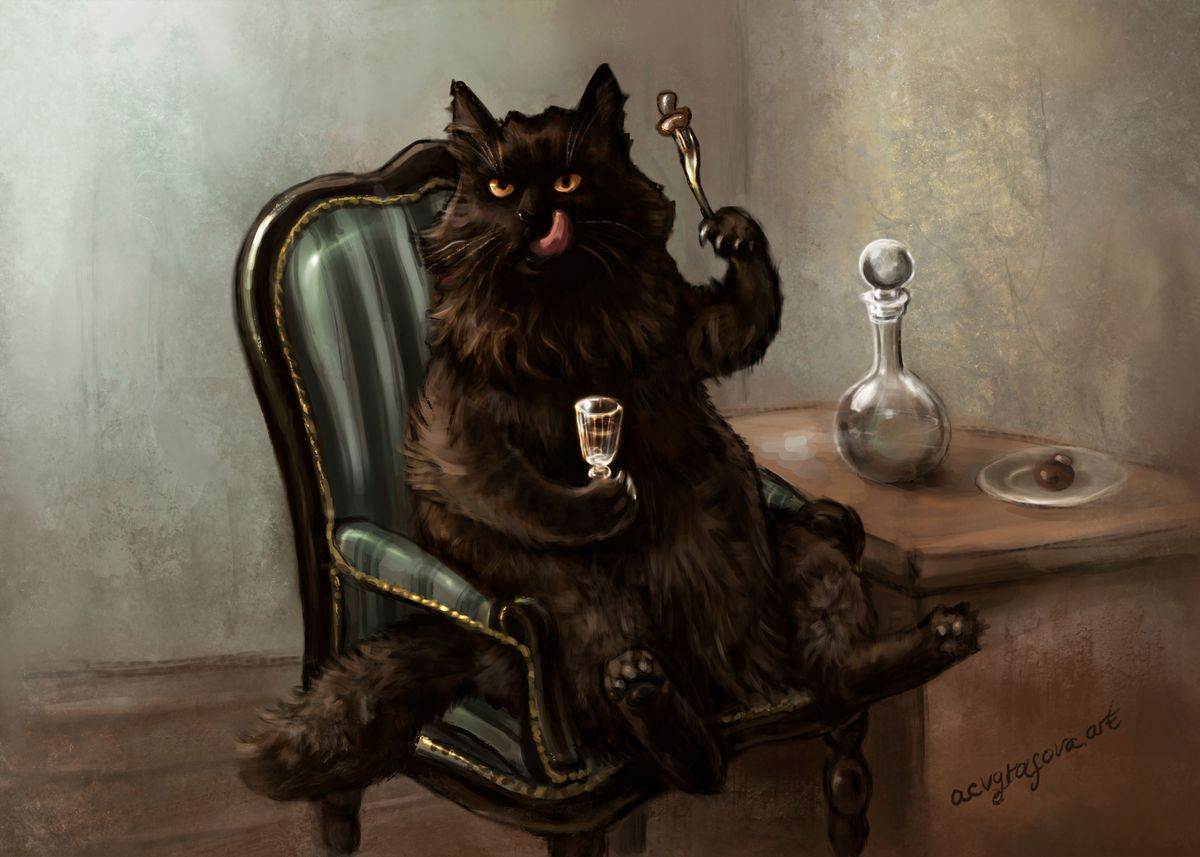 'Cat Behemoth' Poster, picture, metal print, paint by Anastasia ...