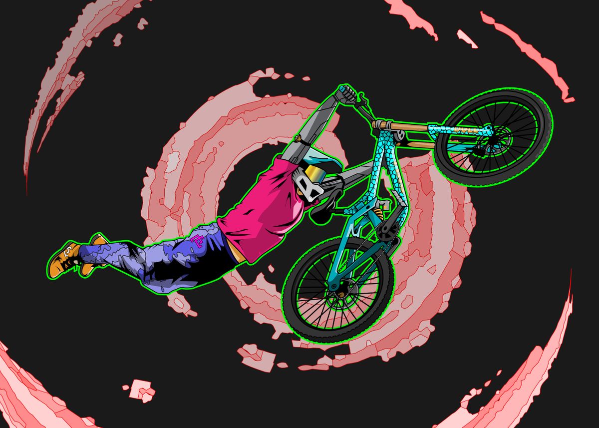 'Cyborg Superman Bike Trick' Poster, picture, metal print, paint by ...