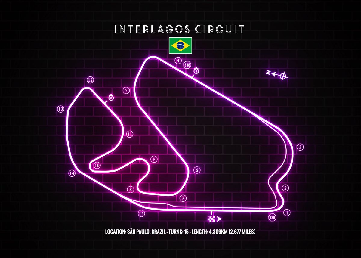 'Interlagos Circuit' Poster, picture, metal print, paint by Daisy Donna ...