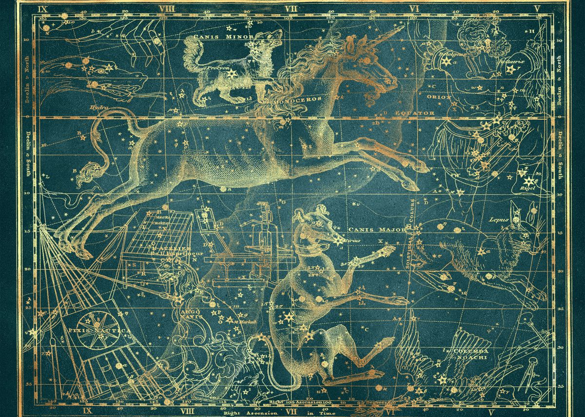 'Green Gold Star Map 06' Poster by Aloke Design | Displate