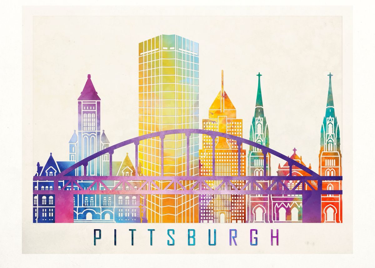 'Pittsburgh skyline' Poster, picture, metal print, paint by Cristina ...