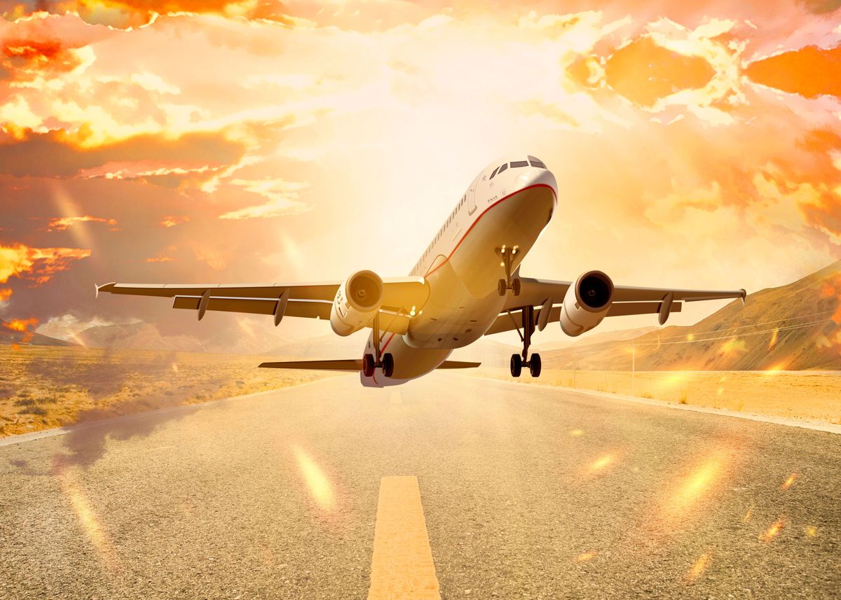 'Airplane start to fly' Poster, picture, metal print, paint by Max Ronn ...