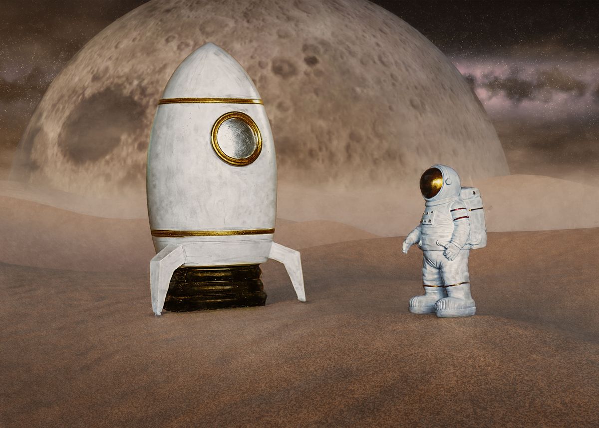 'astronaut and rocket' Poster by Stefan Langer | Displate