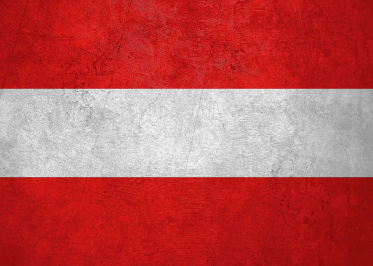 'Flag of Austria on Wall' Poster, picture, metal print, paint by ...