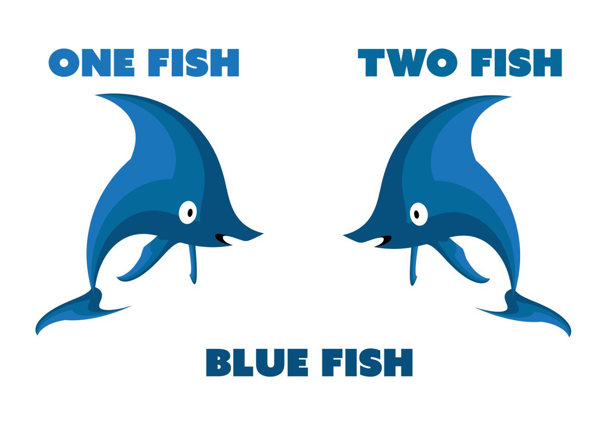 '1 FISH 2 FISH BLUE FISH' Poster, picture, metal print, paint by Brian ...