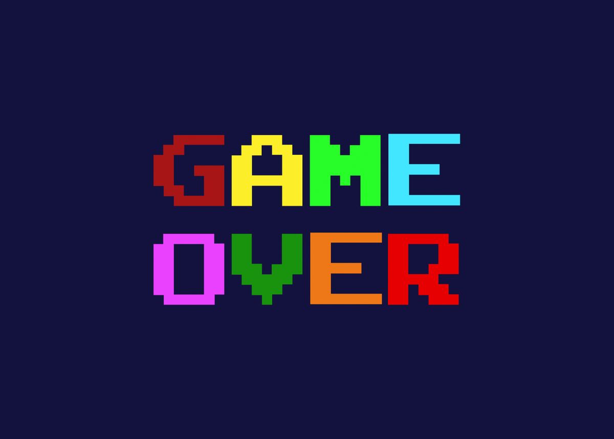 'Game over 8 bit retro colo' Poster, picture, metal print, paint by ...