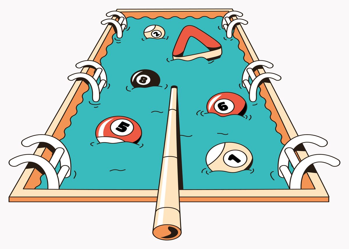 'Pool pun' Poster, picture, metal print, paint by Bombdesign | Displate