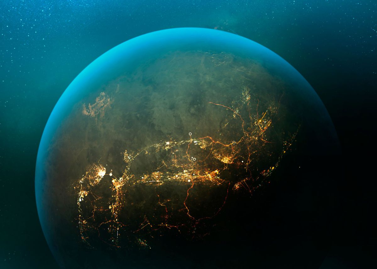 'Planet City Lights' Poster by Oleg Danylenko | Displate