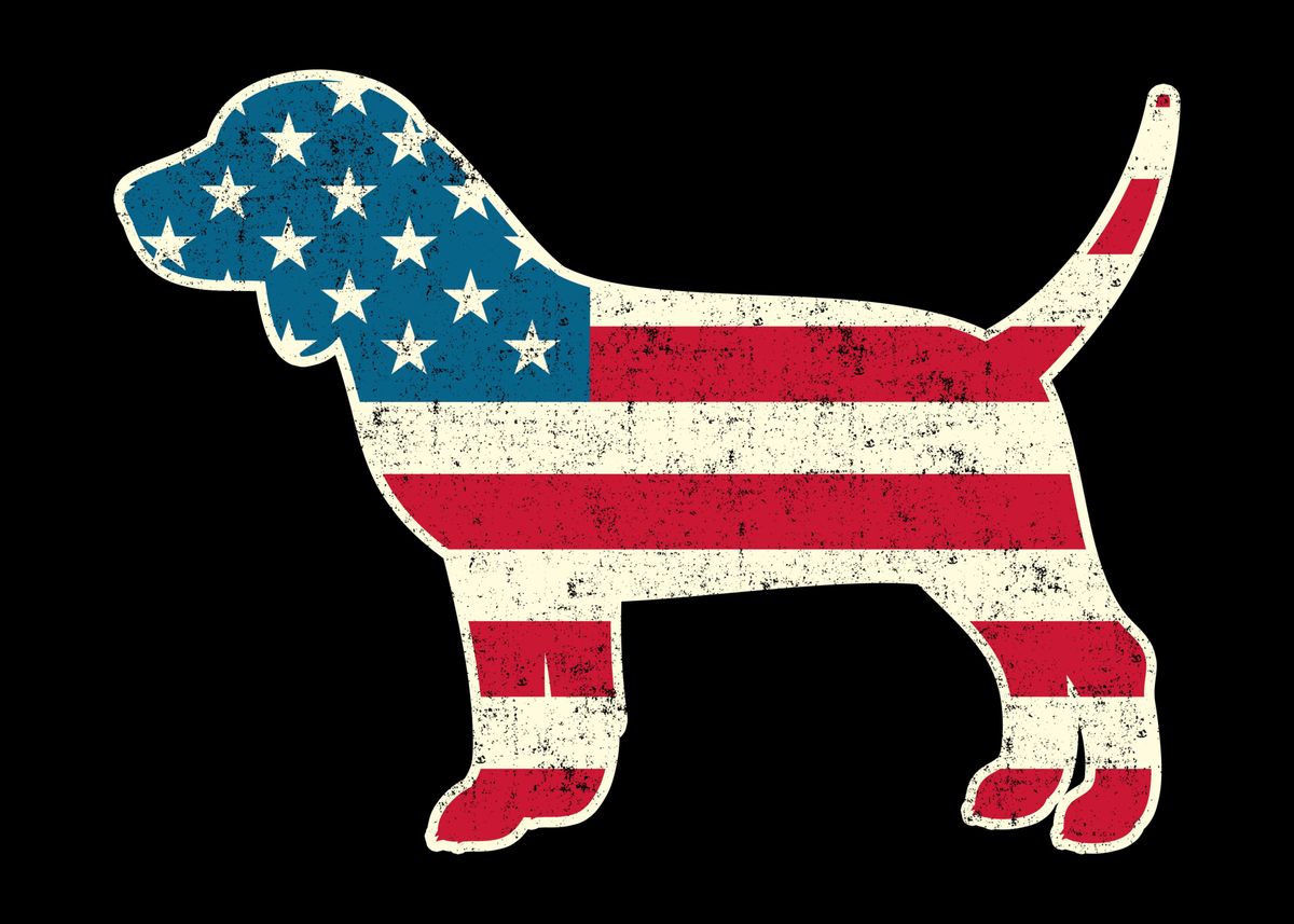 '4th of July Beagle Dog USA' Poster, picture, metal print, paint by ...