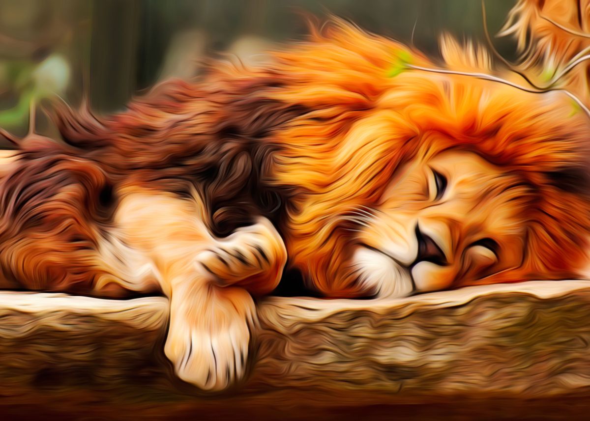 'Resting Lion' Poster, picture, metal print, paint by Armstrong | Displate