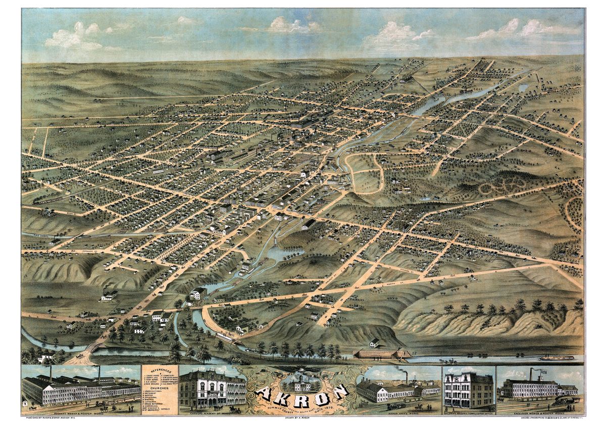 'Akron Map' Poster by Cristina Romero | Displate