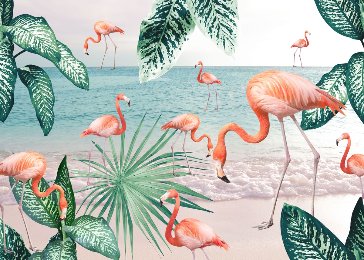 'Flamingo Oasis 1' Poster, picture, metal print, paint by Anita's ...