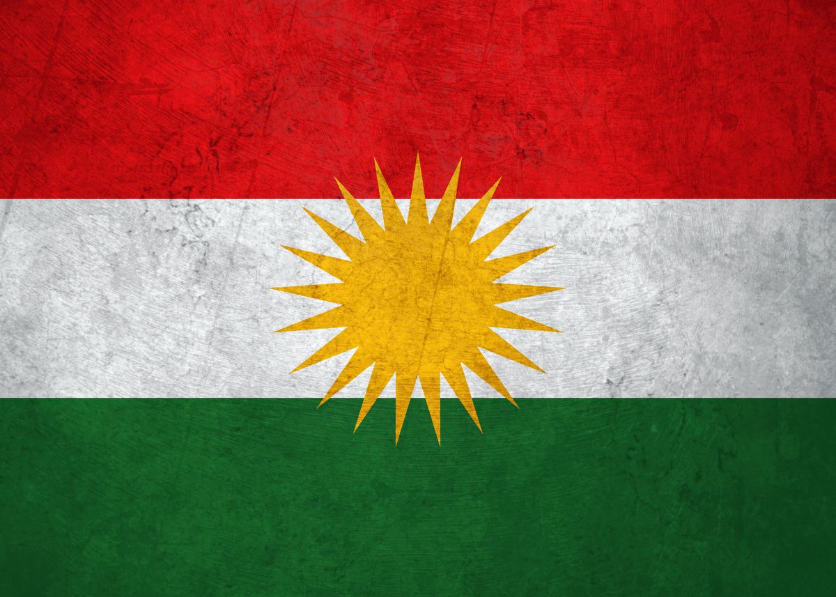 'Flag of Kurdistan on Wall' Poster, picture, metal print, paint by ...