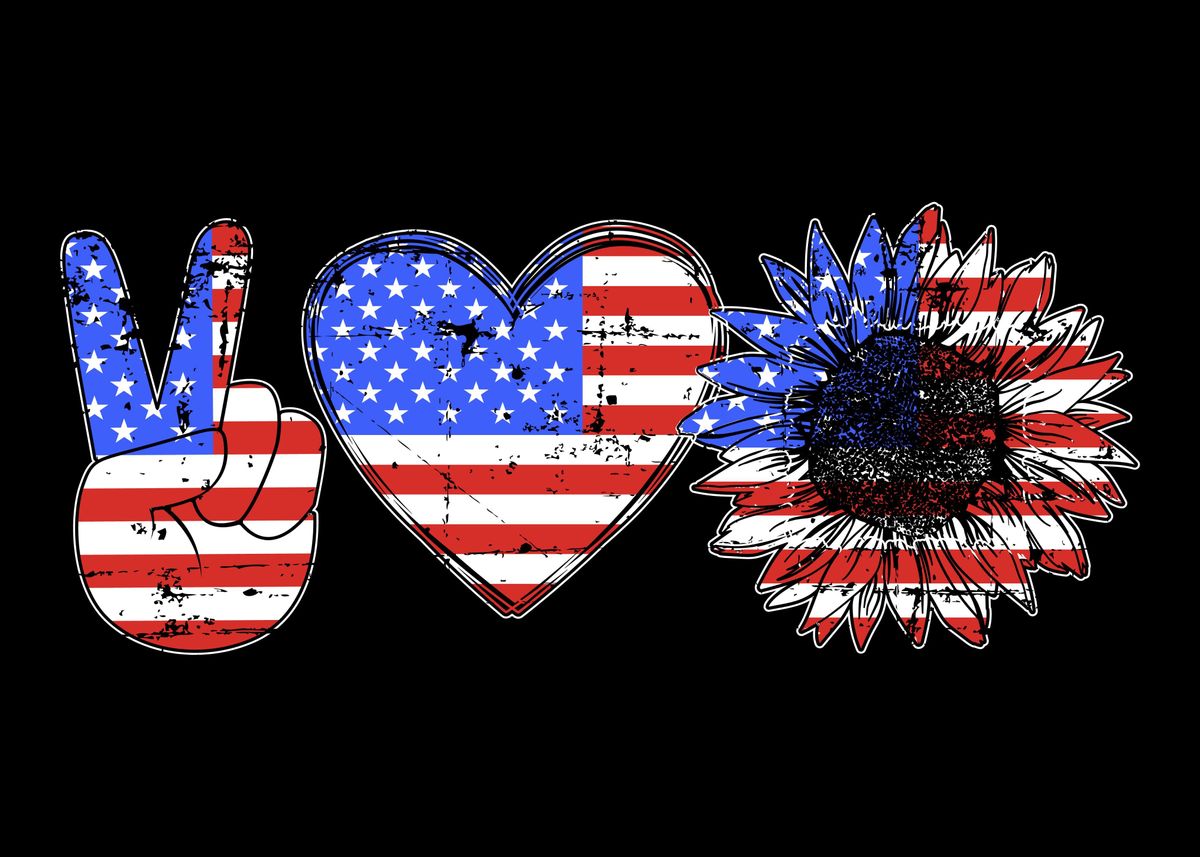 'Peace love America with US' Poster, picture, metal print, paint by ...