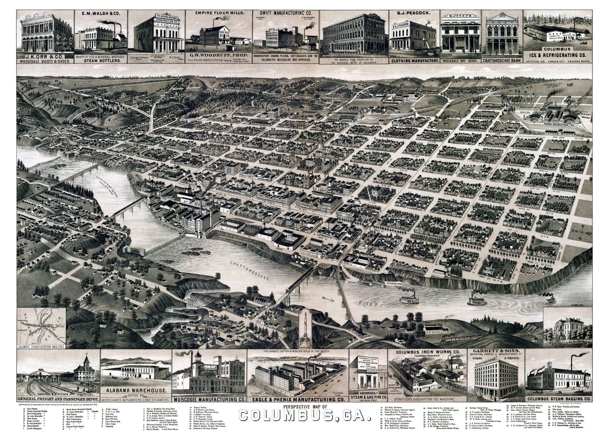 'map of Columbus Georgia' Poster, picture, metal print, paint by ...