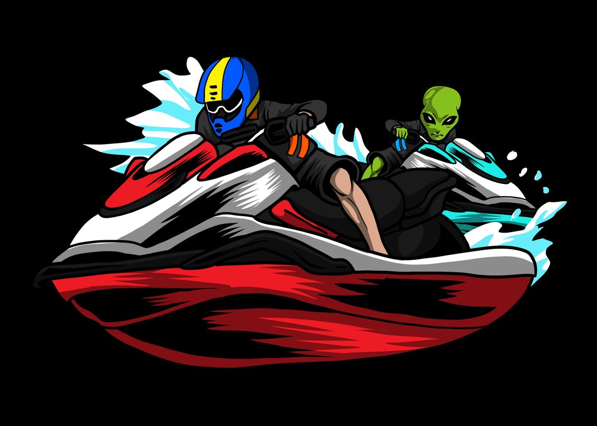 'Jet Ski' Poster, picture, metal print, paint by BobbyBubble | Displate