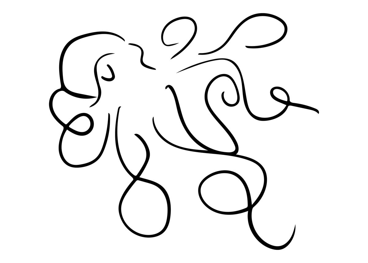 'Octopus Line Art Minimal' Poster, picture, metal print, paint by Chris ...