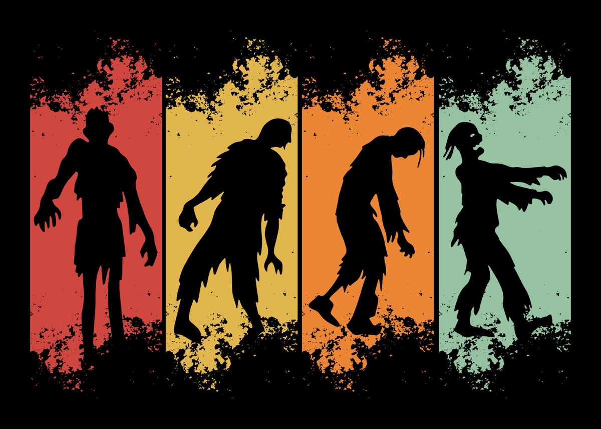 'Retro Zombies Vintage' Poster, picture, metal print, paint by ...